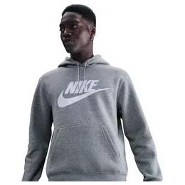 Kapuzensweatshirt Nike SPORTSWEAR "M NK CLUB BB PO GFX HOODIE", Damen, Gr. M, dk grau heat, Jersey, Obermaterial: 80% Baumwolle, 20% Polyester, normal, Rundhals, Sweatshirts, Rundhalsausschnitt, Kurzarm-Design, sportliche Passform