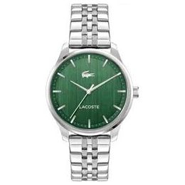 Quarzuhr Lacoste "Lisbon", silberfarben, schwarz, Armbanduhren, Damen, Quarzuhr, Armbanduhr, Herrenuhr, Edelstahlarmband, analog