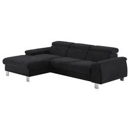 Ecksofa COTTA "Komaris L-Form, B: 244 cm", charcoal, B:244cm H:72cm T:166cm, 88% POLYESTER (PES) 12% POLYAMID (PA), Sofas, Ecksofa, mit Kopfteilverstellung, optional Bettfunktion, Bettkasten & Licht