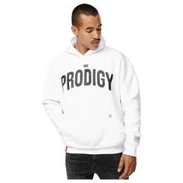 Hoodie Trueprodigy "Tobi Logo Print Oversized Kapuze K&auml;ngurutasche", Herren, Gr. S, wei&szlig;, Obermaterial: 70% Baumwolle CO. 30% Polyester PES., Sweatshirts Hoodie