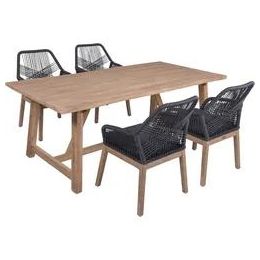 Garten-Essgruppe Garden Pleasure "OAKLAND/POMONA", braun, braun, braun, B:200cm H:82cm T:300cm, Massivholz, Polyester, Sitzm&ouml;bel-Sets, mit Polsterung