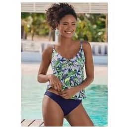 Tankini-Top s.Oliver, Damen, Gr. 44, Cup C/D, gr&uuml;n, blau bedruckt, Recycling-Polyamid, bedruckt, Bikini-Oberteile, mit modernem Allover-Print