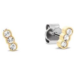 Paar Ohrstecker Tommy Hilfiger "ESSENTIAL EARRINGS", gelbgoldfarben, edelstahlfarben, kristallwei&szlig;, kristallwei&szlig;, Ohrringe, Damen, Edelstahl, mit Glasstein