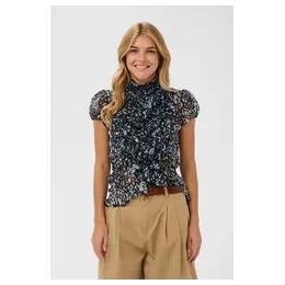 R&uuml;schenbluse SAINT TROPEZ "LiljaSZ Crinkle SS Shirt", Damen, Gr. XS, nightsky spotty animal, Web, Obermaterial: 100% Polyester, regular fit normal, Blusen, Kunstfaser, Regular fit