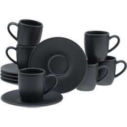Espressotasse Creatable "Soft Touch Black", schwarz, 96ml, 12 Stk., Steinzeug, Trinkgef&auml;&szlig;e, Espressotasse, 12-teilig, inkl. Untertasse