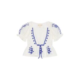 Hemdbluse RAFFYA "Kids Ally Peplum Embroidered Blouse M&auml;dchen", M&auml;dchen, Gr. 104, wei&szlig;, 100% Baumwolle, Blusen Hemdbluse