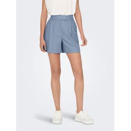 Shorts Only "ONLLINDA &ndash; Shorts mit hoher Taille und weitem Beinschnitt", Damen, Gr. L, N-Gr, vintage indigo, Web, Obermaterial: 97% Polyester, 3% Elasthan, unifarben, weit kurz, Hosen Shorts, Materialmix, High Waist