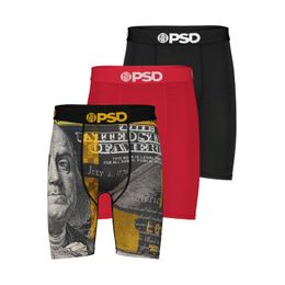 Boxershorts PSD "3 PACK - GOLD BENJI Herren", Herren, Gr. L, multi, 90% POLYESTER, 10% ELASTHAN, Unterhosen