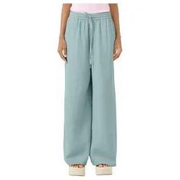 Stoffhose QS, Damen, Gr. 42, N-Gr, sage gr&uuml;n, Web, Obermaterial: 100% Baumwolle, unifarben, loose fit lang, Hosen Stoffhose, mit Gummizug und weitem Bein