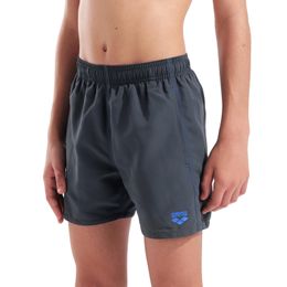 Badeshorts arena "BOYS' BEACH BOXER SOLID R", Jungen, Gr. 128 (122), N-Gr, asphalt, neon blau, Obermaterial: 100% Polyester, Badehosen Badeshorts, mit Seitentaschen, mit innenliegendem Kordelzug, schnelltrocknend