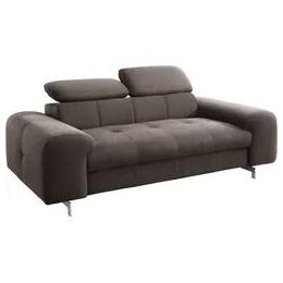 2-Sitzer COTTA "Chef", espresso, B:201cm H:72cm T:105cm, Chenille (90% Polyester, 10% Polyamid);Struktur (100% Polyester), Sofas, mit Kopfteilverstellung
