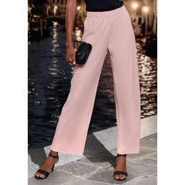 Schlupfhose Lascana, Damen, Gr. 40/42, N-Gr, mauve, Obermaterial: 95% Polyester, 5% Elasthan, unifarben, Basic, lang, Hosen Schlupfhose, in Plisseestruktur
