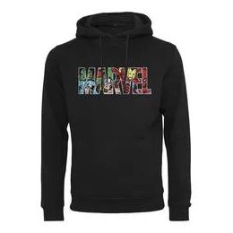Kapuzenpullover Merchcode "Merchcode Herren Marvel Logo Character Hoody", Herren, Gr. L, schwarz, 65% Baumwolle, 35% Polyester, mehrfarbig, normal, ohne Ausschnitt, Pullover Kapuzenpullover