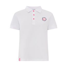 Poloshirt Zwillingsherz "Maritim", Damen, Gr. L, wei&szlig;, Web, Obermaterial: 100% Baumwolle, Shirts, kontrastierende Polokragen mit Knopfleiste, Brustlogo mit Anker