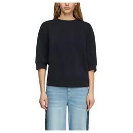 Sweater comma, Damen, Gr. 42, navy, Sweatware, Obermaterial: 50% Polyester, 44% Viskose, 6% Elasthan, unifarben, normal h&uuml;ftbedeckend, Rundhals, B&uuml;ndchen, Sweatshirts Sweater, mit Rundhals und Halbarm