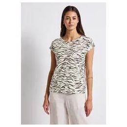 Print-Shirt Street One, Damen, Gr. 34, braun (nomad braun), Web, 50% Modal, 50% Baumwolle, normal normal, U-Boot-Ausschnitt, abgesteppt, Shirts, aus Baumwolle mit Stretchante