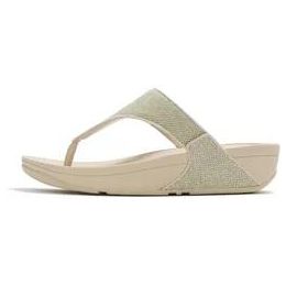 Dianette fitflop "LULU SHIMMERGLITZ TOE-POST SANDALS", Damen, Gr. 41, platino, Textil, Glitzer, Schuhe Dianette, Keilabsatz, Zehentrenner, Badeschuh, Sommerschuh mit Glitzerdetails