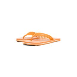 Zehentrenner Tommy Hilfiger "TH ITHACA STRIPE SUMMER SANDAL", Herren, Gr. 39, orange, wei&szlig;, Textil, gestreift, Schuhe Zehentrenner, Sommerschuh, Pool Slide, Dianette, Flat mit Logo-Schriftzug