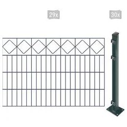 Doppelstabmattenzaun Arvotec "EASY 80 zum Aufschrauben "Karo" mit Zierleiste", grau (anthrazit), H:80cm, Kunststoff, Stahl, Zaunelemente, Zaunh&ouml;he 80 cm, Zaunl&auml;nge 2 - 60 m