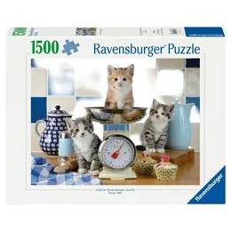 Puzzle Ravensburger "K&auml;tzchen in der K&uuml;che", bunt, Puzzles, KinderB:80cm H:60cm, Pappe, Motiv, Made in Germany, B:80cm H:60cm