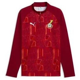 T-Shirt Puma "Ghana Slim Fit Aufw&auml;rmoberteil Herren", Damen, Gr. XS, schwarz crimson rot, Obermaterial: 100% Polyester, slim fit, Rundhals, Shirts T-Shirt