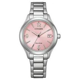 Solaruhr Citizen "Elegance", silberfarben, rosa, Armbanduhren, Damen, Armbanduhr, Damenuhr, Edelstahlarmband, analog, Big Date