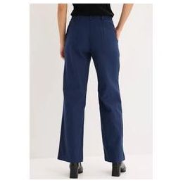 Leinenhose bonprix, Damen, Gr. 48, N-Gr, blau (dunkelblau), Leinenmischung, Obermaterial: 55% Leinen, 45% Baumwolle, unifarben, festlich, loose fit lang, Hosen, aus Leinen-Baumwoll-Mix, Loose Fit, komfortable Leibh&ouml;he
