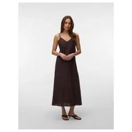 V&eacute;ro Moda Tr&auml;gerkleid VERO MODA "VMSELMA 7/8 SINGLET DRESS NOOS", Damen, Gr. L, N-Gr, chocolate torte, Web, Obermaterial: 85% Baumwolle, 15% Leinen, unifarben, lang, V-Ausschnitt, Kleider Tr&auml;gerkleid, Baumwollmischung, mit Leinen, verstellbare Spaghettitr&auml;ger