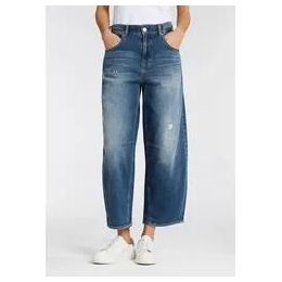 5-Pocket-Jeans Herrlicher "Barrow Denim Stretch", Damen, Gr. 26, N-Gr, surfer repair, Denim/Jeans, Obermaterial: 98% Baumwolle, 2% Elasthan, Destroyed-Effekte, loose fit kn&ouml;chellang, Jeans 5-Pocket-Jeans, im Barrel Fit