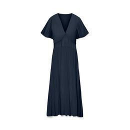 V&eacute;ro Moda Sommerkleid VERO MODA "VMMENNY SS 7/8 V-NECK DRESS WVN GA", Damen, Gr. L, N-Gr, navy blazer, Web, Obermaterial: 100% Viskose, unifarben, wadenlang, V-Ausschnitt, Kleider Sommerkleid, Viskose