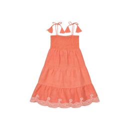 Minikleid RAFFYA "Emma Shirred Bodice Scalloped Embroidered Dress M&auml;dchen", M&auml;dchen, Gr. 104, rosa, 100% Baumwolle, Kleider Minikleid