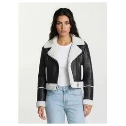 Lederjacke Trueprodigy "Tristin Pilotenjacke mit Teddyfleece", Damen, Gr. L, schwarz, Obermaterial: 100% Schafsleder sheepskin., regular fit, Jacken