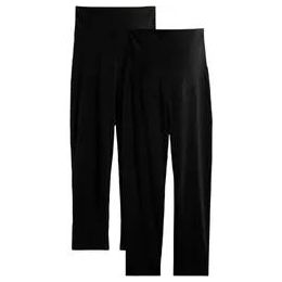 Umstandsleggings bonprix "Umstands-Leggings in Capri-L&auml;nge (2er Pack)", Damen, Gr. 40/42 (M), N-Gr, schwarz (schwarz, schwarz), Obermaterial: 95% Baumwolle, 5% Elasthan, skinny fit, Hosen, Leggings, aus Baumwolle mit Elasthan, Skinny Fit, Capri-L&auml;nge