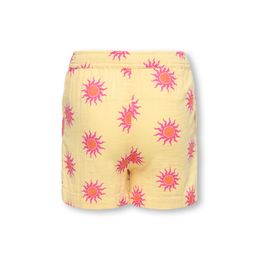 Bermudas KIDS Only "KOGTARA LIFE AOP SHORTS CS ZA WVN", M&auml;dchen, Gr. 116, N-Gr, sunlight aop:soleil, Web, Obermaterial: 100% Baumwolle, bedruckt, Basic ca. Mitte Oberschenkel, Hosen Bermudas
