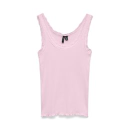 V&eacute;ro Moda Tanktop VERO MODA "VMNANA LACE TANK TOP JRS NOOS", Damen, Gr. L, pink, a, boo, Jersey, Obermaterial: 96% Baumwolle, 4% Elasthan, unifarben, normal, Rundhals, Tops Tanktop, Baumwollmischung