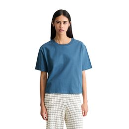 Marc O'Polo T-Shirt MARC O'POLO DENIM "aus Material-Mix", Damen, Gr. L, medium blau 4671, Obermaterial: 100% Baumwolle, unifarben, Basic, relaxed fit, Rundhals, normaler Saum, Shirts T-Shirt