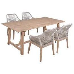 Garten-Essgruppe Garden Pleasure "OAKLAND/POMONA", braun, braun, braun, B:200cm H:82cm T:300cm, Massivholz, Polyester, Sitzm&ouml;bel-Sets, mit Polsterung