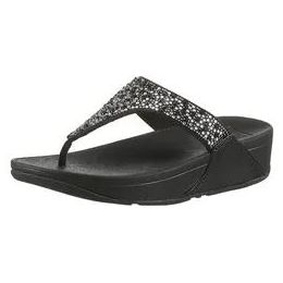 Zehentrenner fitflop "LULU CRYSTAL", Damen, Gr. 42, schwarz, Textil, Glitzer, Schuhe Zehentrenner, Sandale, Pantolette mit Schmucksteine
