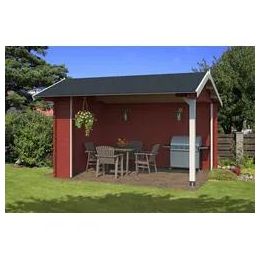 Gartenhaus Lasita Maja "Kirian 300", rot (schwedenrot), ohne Fu&szlig;boden, R&uuml;ckwand Seitenwand, ohne Dacheindeckung, Massivholz, Gartenh&auml;user, Gartenhaus, Unterstand / Lounge 28mm