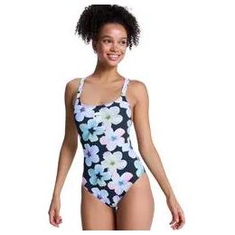 Badeanzug Roxy "Roxy Active One-Piece", Damen, Gr. L, anthrazit im fleur real, Obermaterial: 75% Nylon, 25% Elasthan;, Badeanz&uuml;ge Badeanzug