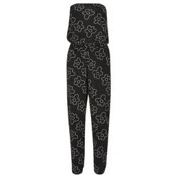 Jumpsuit Urban Classics "Urban Classics Damen Ladies Viscose Bandeau Jumpsuit", Damen, Gr. 4XL, US-Gr&ouml;&szlig;en, schwarzflower, 100% Viskose, loose fit, Overalls Jumpsuit