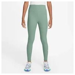 Leggings Nike "G NK DF ONE TGHT", Kinder, Gr. S, N-Gr, steam, wei&szlig;, Obermaterial: 80% Polyester, 20% Elasthan, Hosen Leggings, weiches und elastisches Material, schwei&szlig;ableitende Technologie