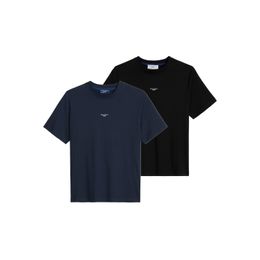 Marc O'Polo T-Shirt MARC O'POLO DENIM "T-Shirt T-Shirt, SSL, Logo Print, Relax 2er Pack", Damen, Gr. L, schwarz, dunkelblau, Obermaterial: 100% Baumwolle CO., Shirts T-Shirt