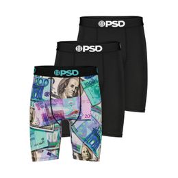 Boxershorts PSD "3 PACK - WORLD CURRENCY Herren", Herren, Gr. L, multi, 90% POLYESTER, 10% ELASTHAN, Unterhosen