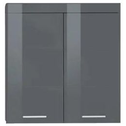 H&auml;ngeschrank Welltime "Avena", grau, grau hochglanz, B:73cm H:77cm T:23cm, Schr&auml;nke, H&auml;ngeschrank, Badschrank breit mit verstellbaren B&ouml;den - Ma&szlig;e (B/T/H) 73/23/77 cm
