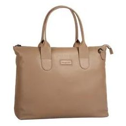 Shopper Bugatti "ELSA", Damen, Gr. B/H/T: 39cm x 29cm x 11cm onesize, beige (sand), Leder, leicht gl&auml;nzend, unifarben, Taschen Shopper, echt Leder