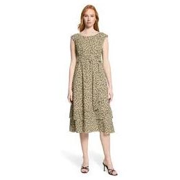 Chiffonkleid Betty Barclay "Damen mit Bindeg&uuml;rtel", Damen, Gr. 44, Normalgr&ouml;&szlig;en, beige, khaki, Obermaterial: 100% Polyester; Futter: 65% Polyester, 35% Viskose, figurumspielend lang, U-Boot-Ausschnitt, Kleider Chiffonkleid