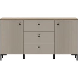 Sideboard Home Affaire "Luminara", cashmere (beige), eiche, B:150cm H:81cm T:41cm, Holzwerkstoff, MDF, Metall, Sideboards, Sideboard, Kommode mit Soft-Close Funktion - 120 oder 150 cm Breite
