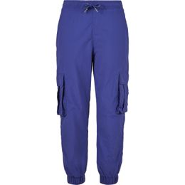 Cargohose Urban Classics "Urban Classics Damen Ladies High Waist Crinkle Nylon Cargo Pants", Damen, Gr. M, US-Gr&ouml;&szlig;en, blaulila, 100% Polyamid, unifarben, normal, Hosen Cargohose