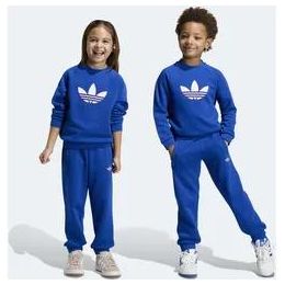 Trainingsanzug Adidas ORIGINALS "TREFOIL SET MIT RUNDHALSAUSSCHNITT, LOCKER GESCHNITTEN", Jungen, Gr. 116, collegiate royal, Obermaterial: 70% Baumwolle, 30% Polyester, Sportanz&uuml;ge Trainingsanzug